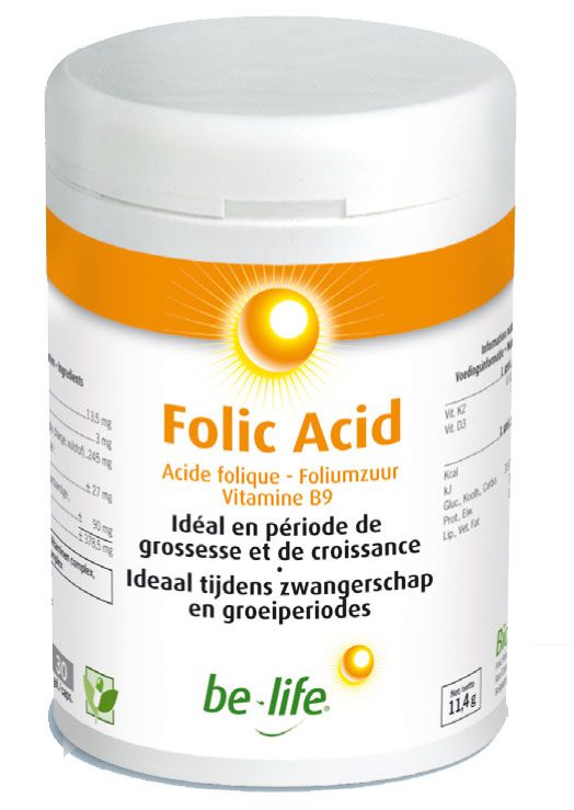 Acide folique - vitamine B9 : Folic Acid - 90 gélules - be-life.