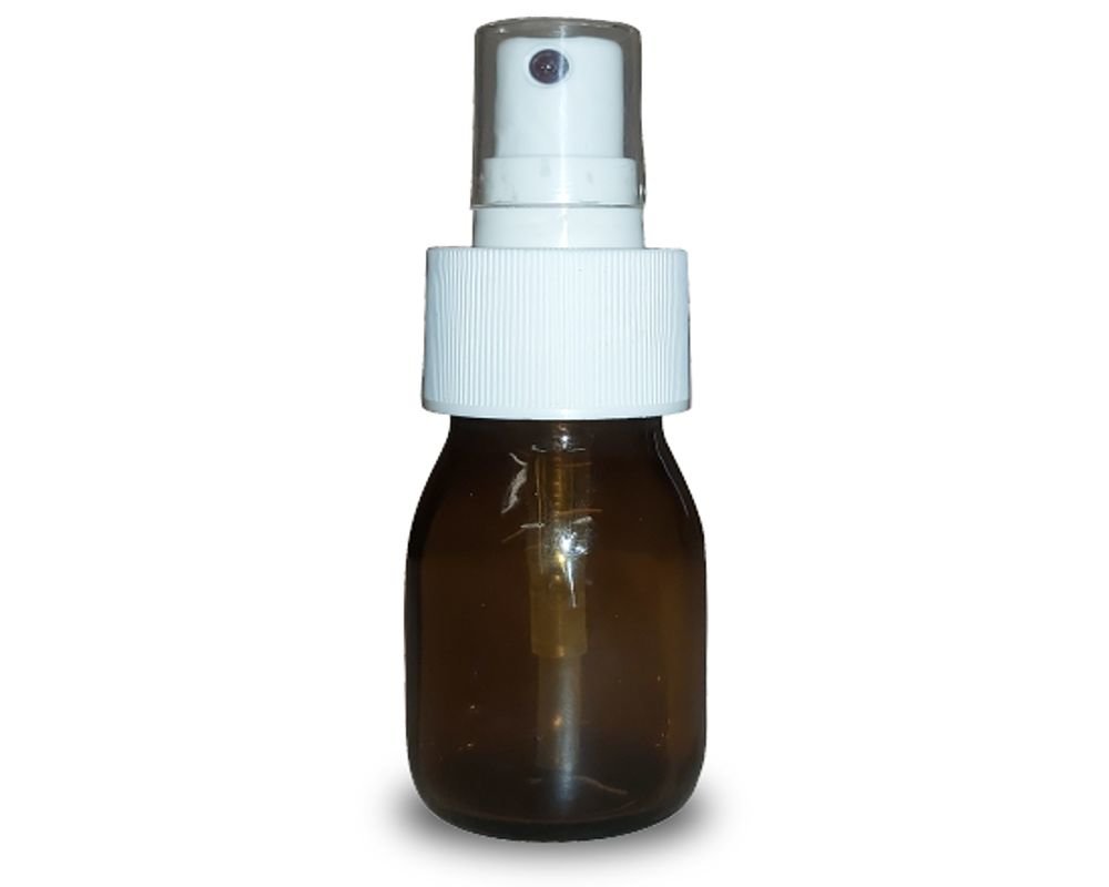 Flacon vide en verre brun avec pompe-spray (30ml)