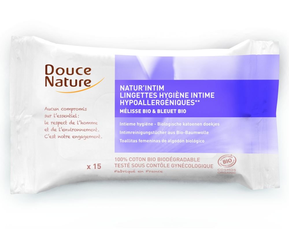 Natur'intim Lingettes biodégradables - 15 lingettes - bio - Douce Nature