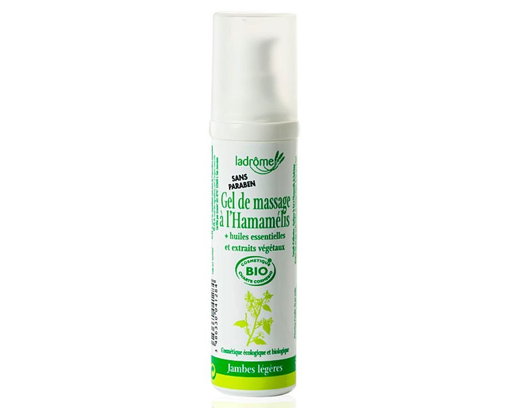 Jambes légères: Gel de massage à l'Hamamélis bio (50ml) - Ladrôme