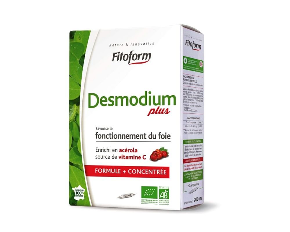 Desmodium plus Bio - Desmodium et Acérola - Fitoform - 20 ampoules