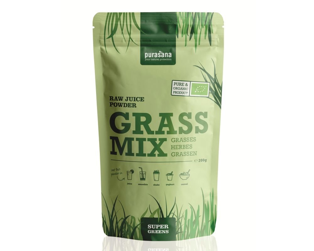 Grass Mix - Poudres de jus d'herbes bio - Purasana - 200 g
