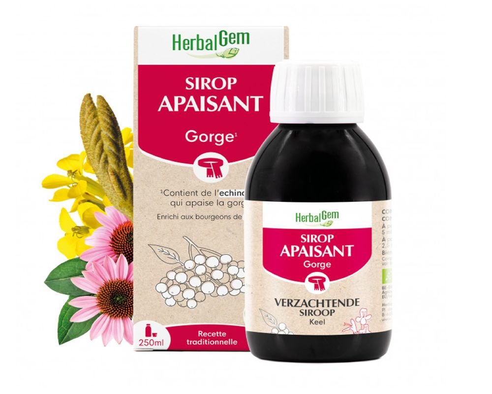 Soulage la gorge irritée : Sirop Apaisant 250ml.