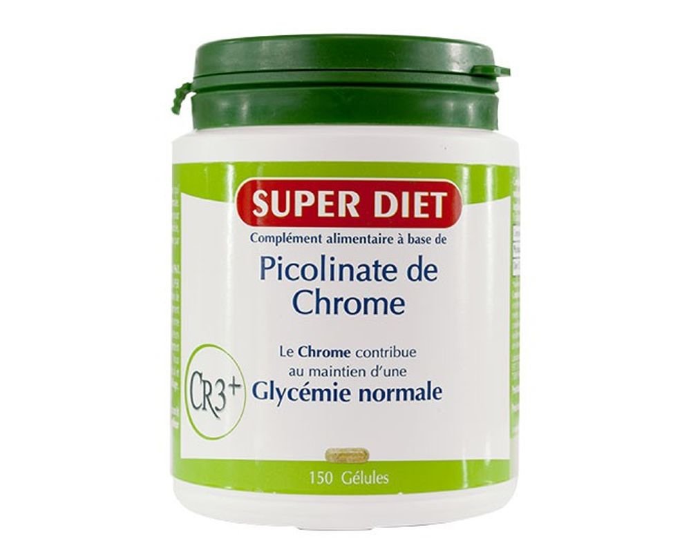 Picolinate de chrome - Super Diet - 150 gélules - Glycémie normale