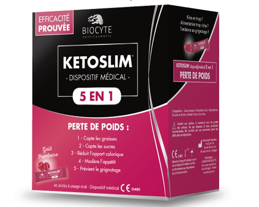 Kétoslim 5 en 1 - Perte de poids - Brûle Graisse - Biocyte - 45 sticks