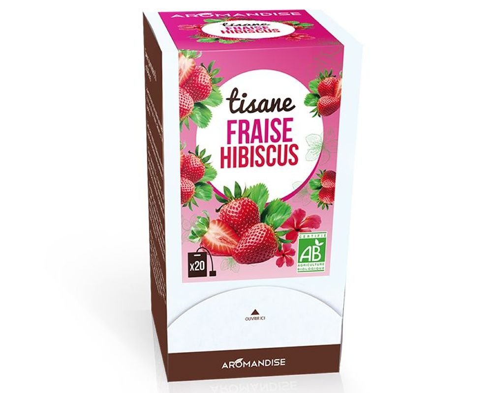 Tisane Fraise Hibiscus bio - 20 sachets - Aromandise