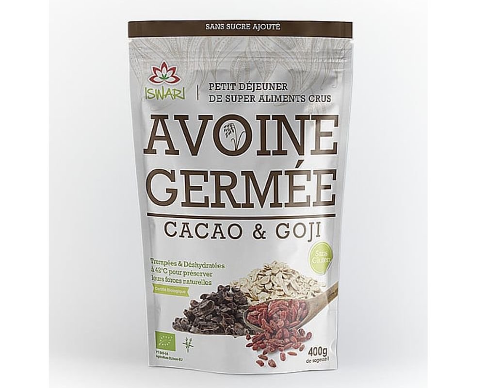 Avoine germée - Petit déjeuner bio Cacao & Goji - Iswari - 400 g