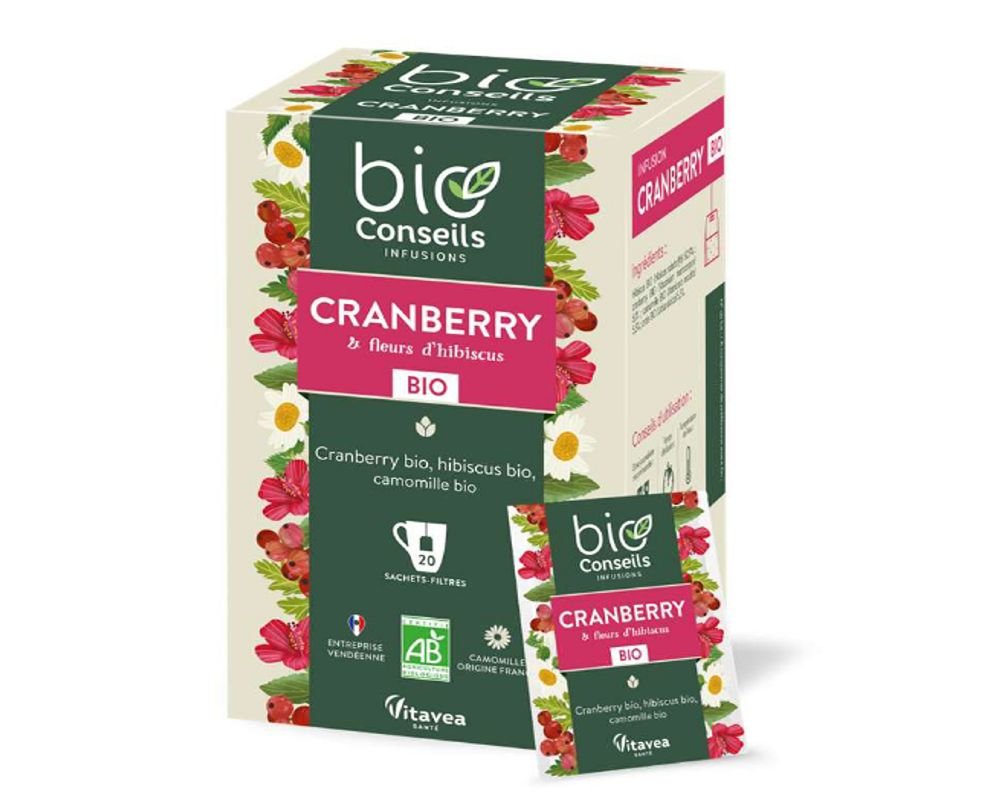 Infusion Cranberry & fleurs d'hibiscus - bio Conseils - 20 sachets