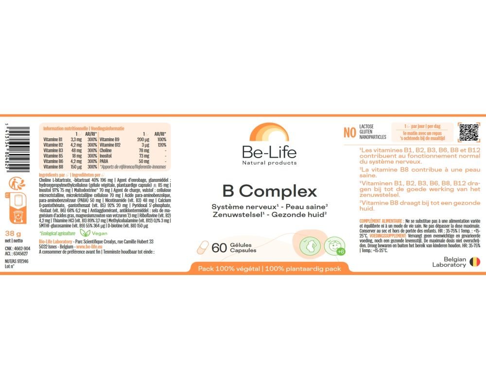 B Complex - B Vitamins - Be-Life - 60 capsules