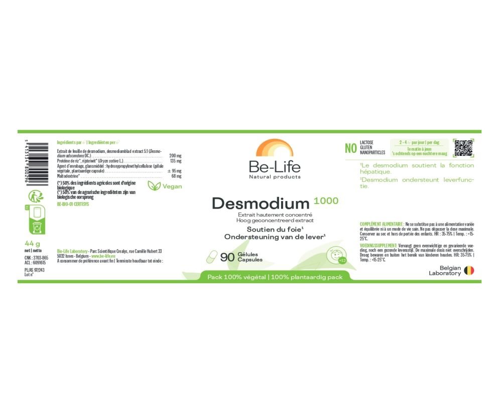 Desmodium 1000 - Hepatic drainer - be-life - 90 capsules