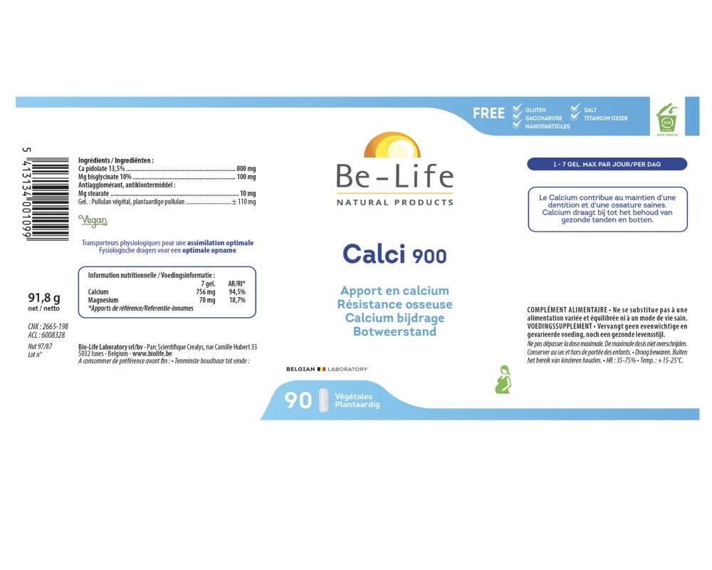 Calci 900 (calcium-magnesium) - 90 capsules - Be-Life