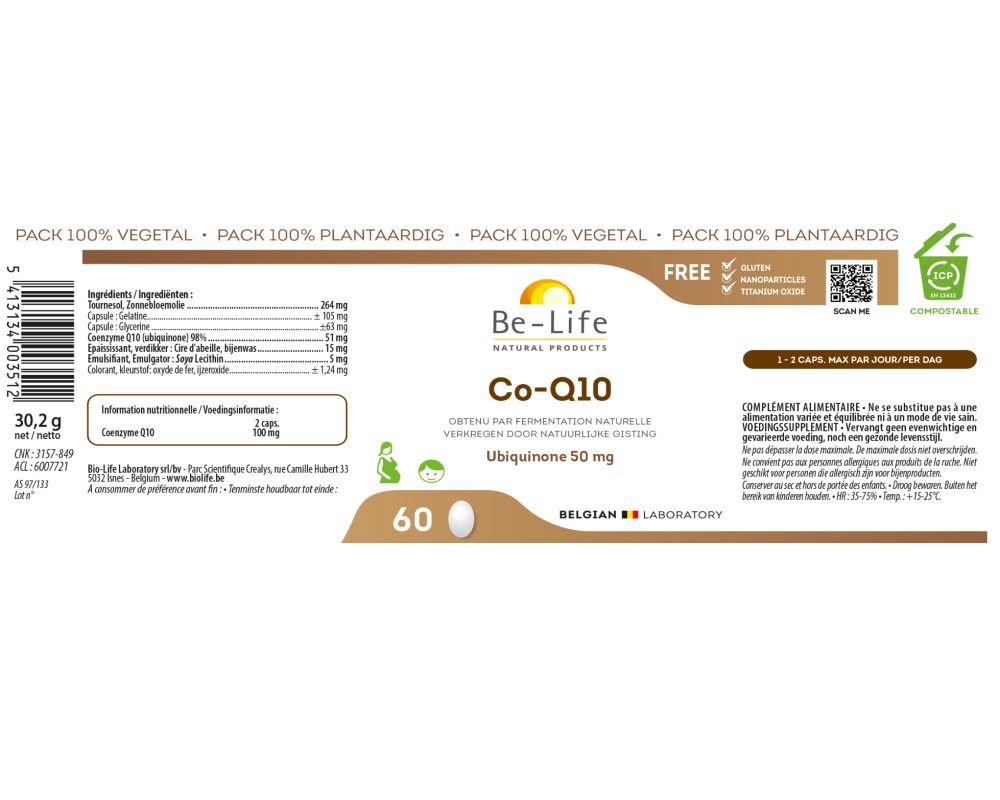 Food supplements (ubiquinone): Co-Q10 50mg (60 capsules) - be-life.