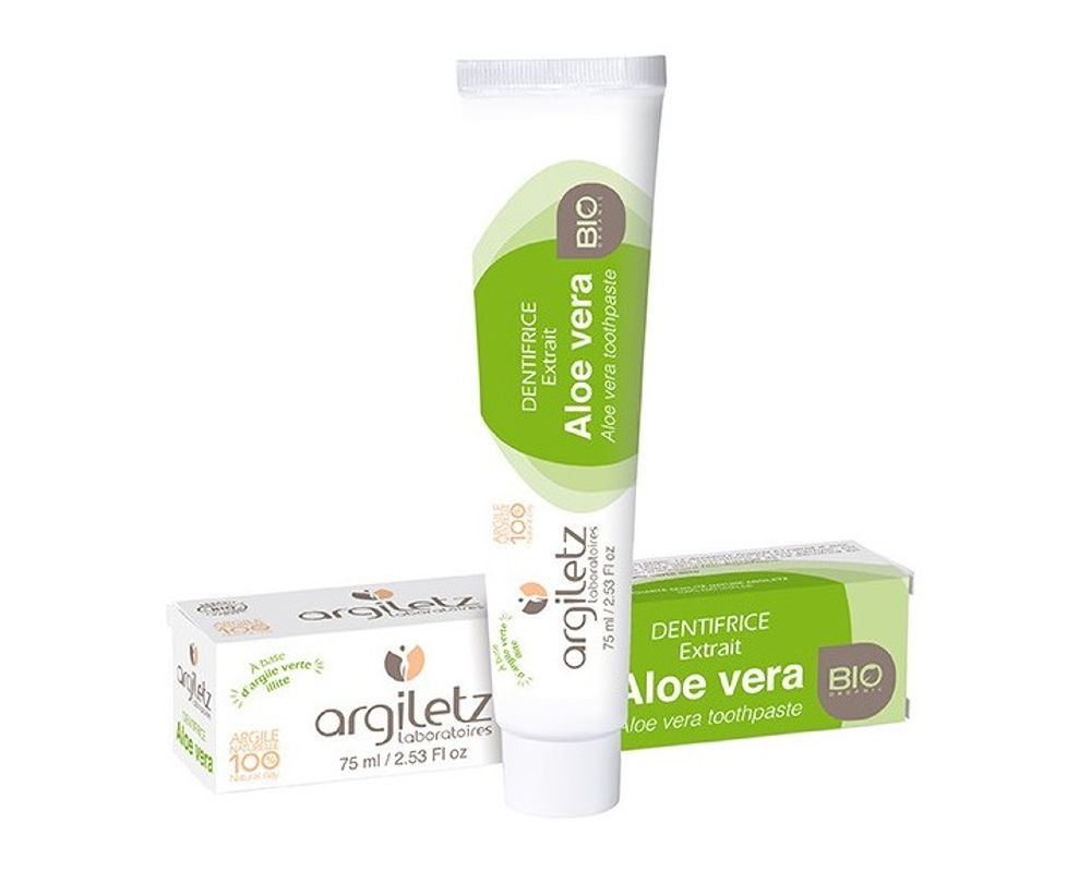 Hygiène dentaire : dentifrice Nature - Aloe vera - bio - 75 ml - Argiletz.