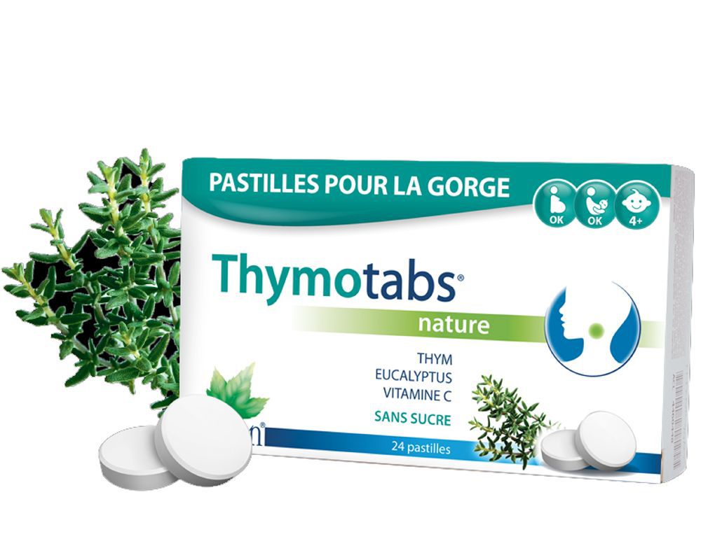 Thymotabs Nature pour la gorge (24 pastilles) Laboratoire Tilman