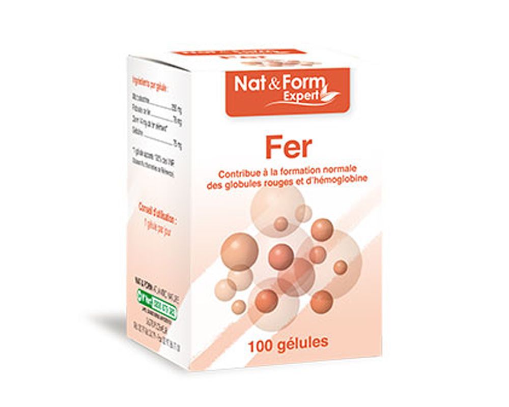 Fer - Pidolate de fer - Nat & Form - 100 gélules